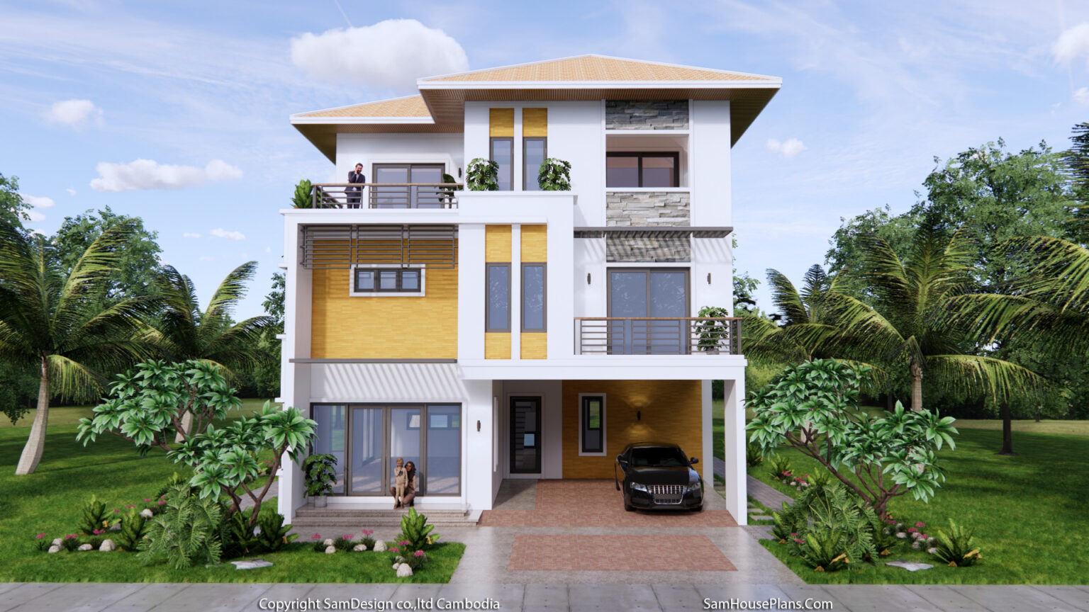 33x30 House Design Plan 10x9 Meter 5 Beds 4 Baths - SamHousePlans