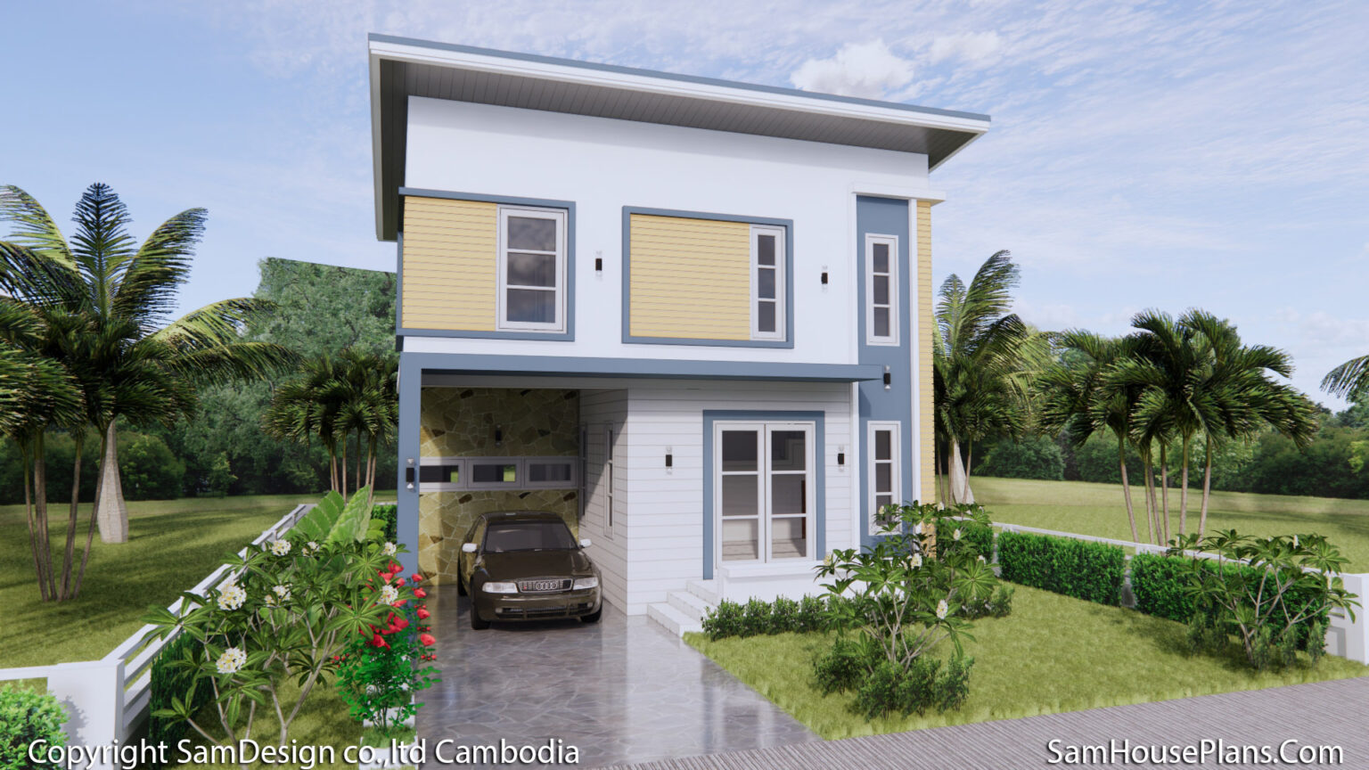 27x17 Small House Plan 8x5 Meter 2 Beds 2 Baths Shed Roof - SamHousePlans