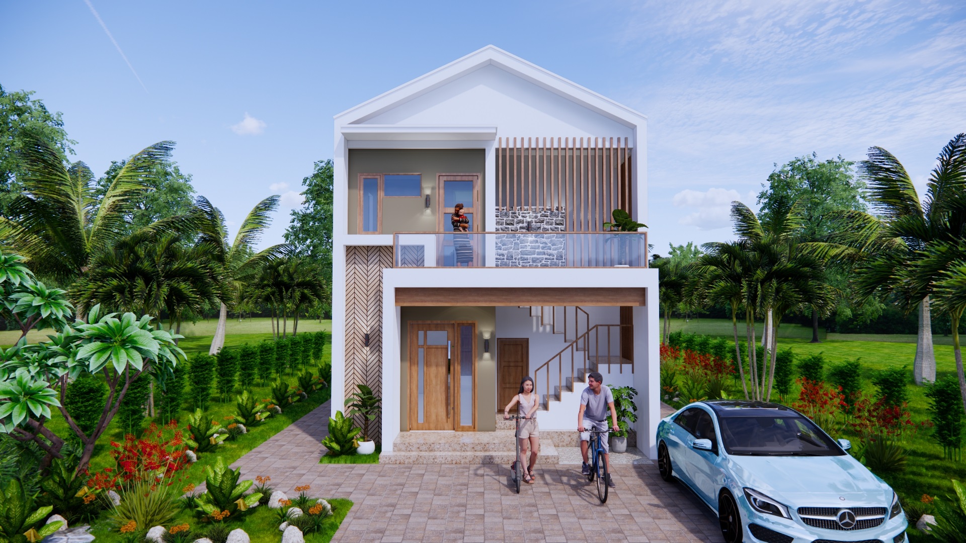 20x30 Duplex House 6x9 Meter 2 Beds 1 Bath Each Floor Gable Roof ...