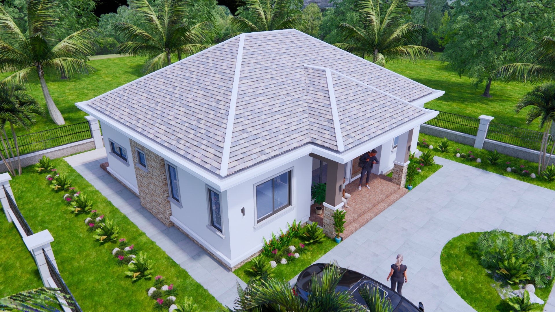 40x30 Feet House Plan 12x9 Meter with 3 Beds 2 Baths Hip Roof ...