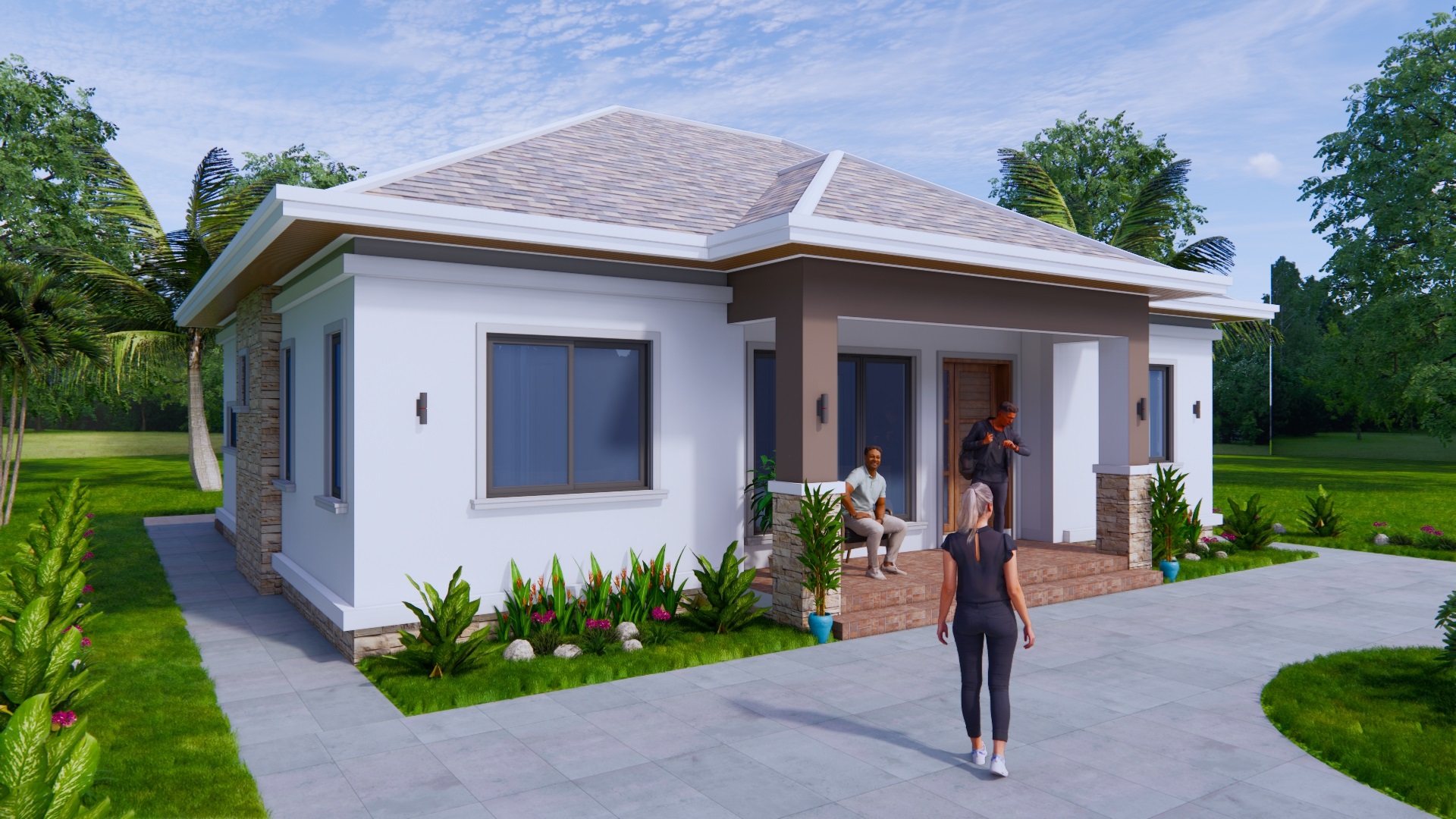40x30 Feet House Plan 12x9 Meter with 3 Beds 2 Baths Hip Roof ...