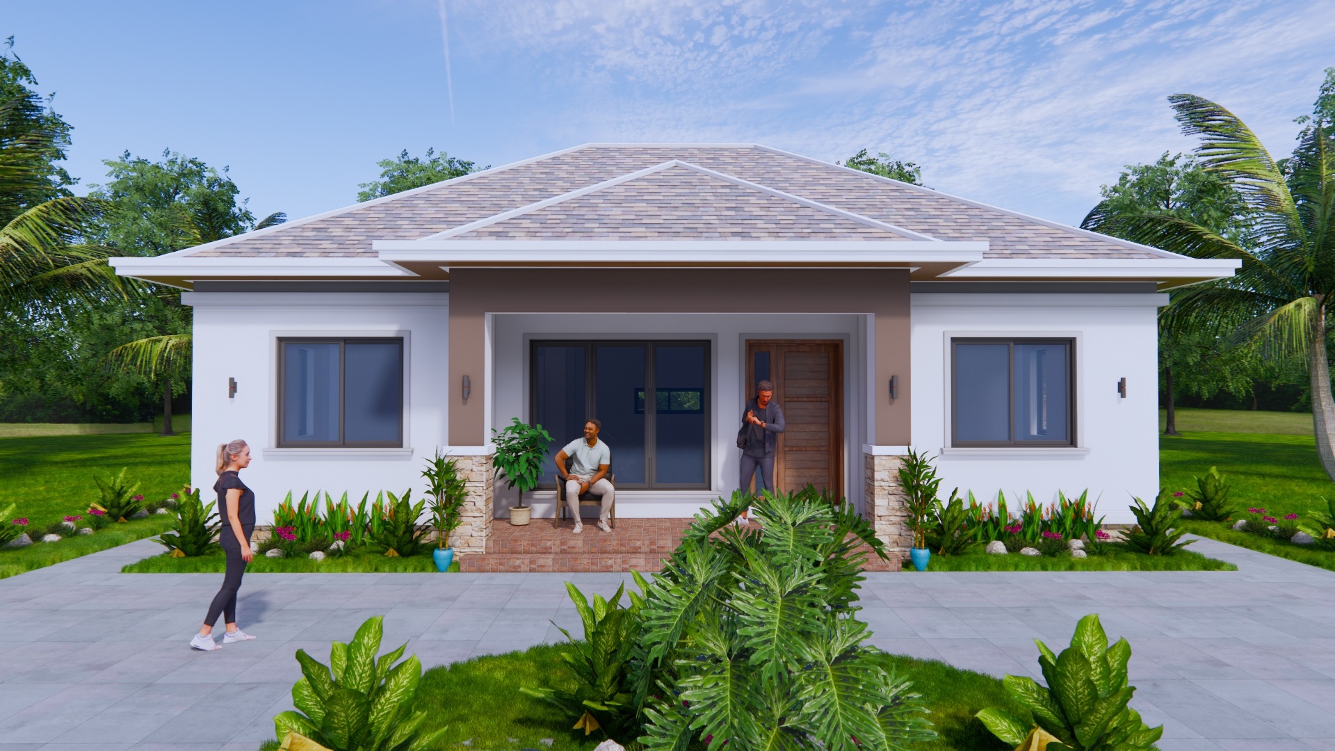 40x30 Feet House Plan 12x9 Meter with 3 Beds 2 Baths Hip Roof ...