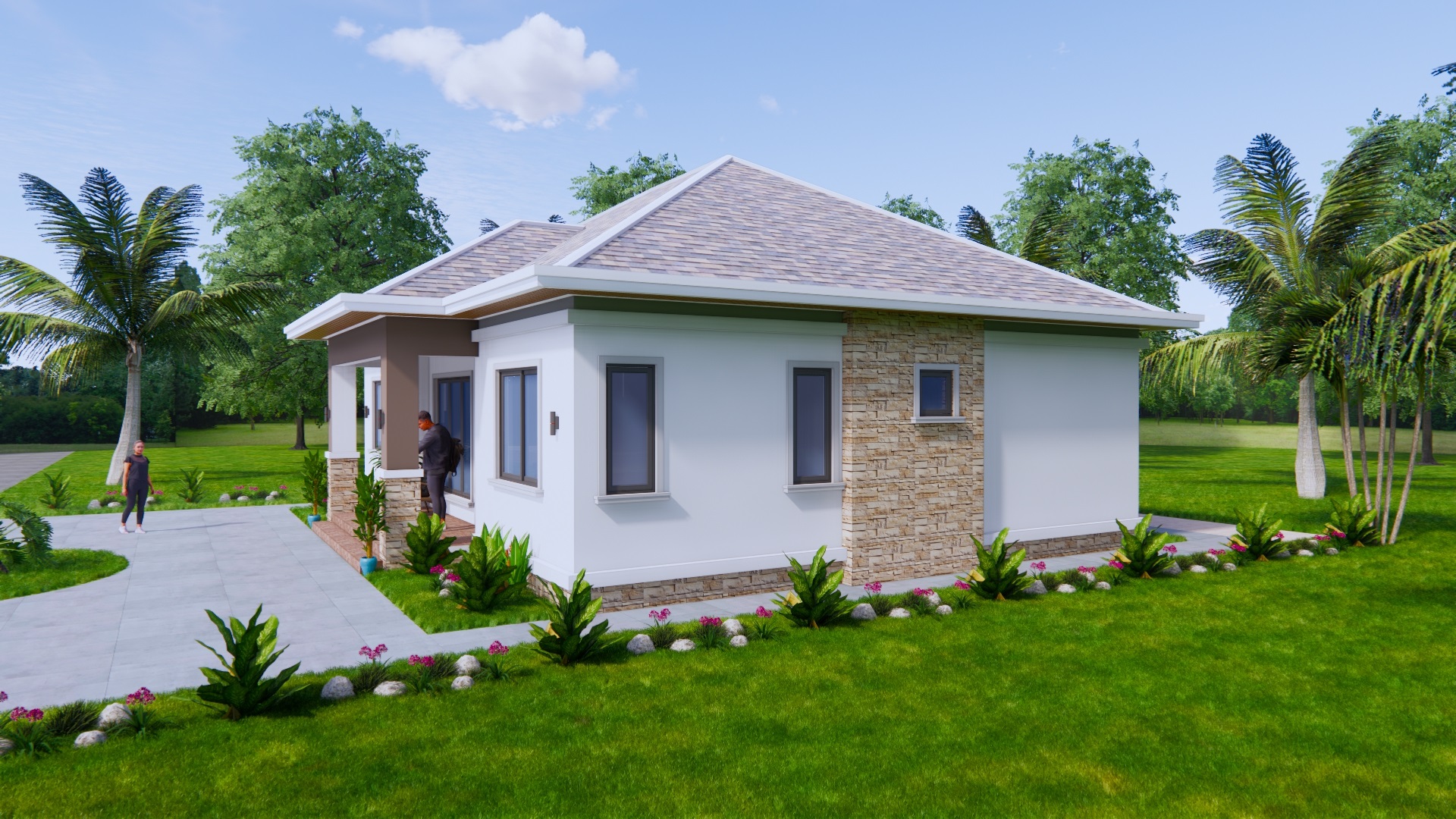 40x30 Feet House Plan 12x9 Meter with 3 Beds 2 Baths Hip Roof ...