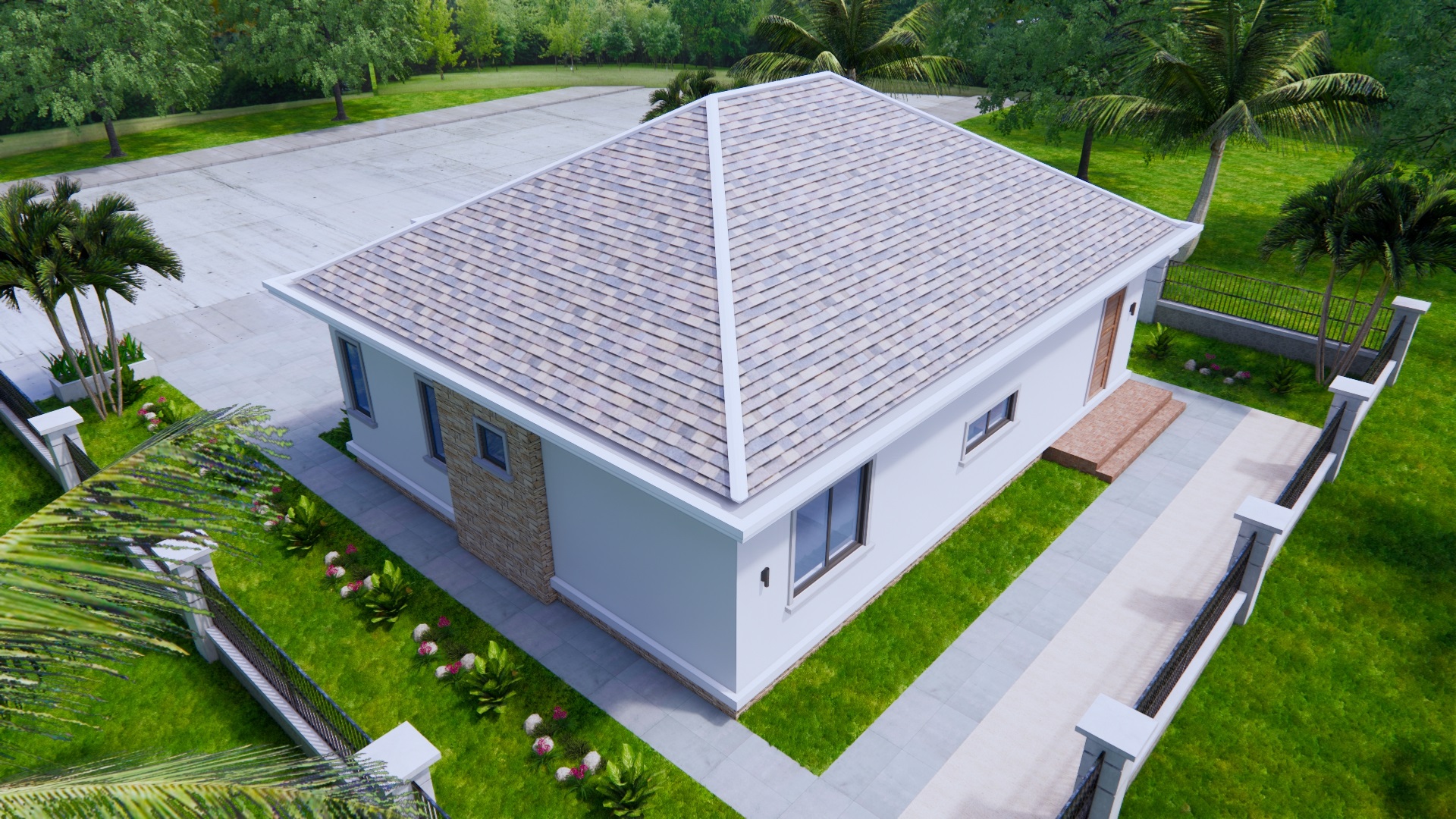 40x30 Feet House Plan 12x9 Meter with 3 Beds 2 Baths Hip Roof ...