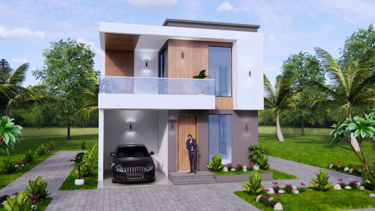 House Design Plan 7x10 Meter 23x33 Feet 4 Beds 3 Baths Flat Roof PDF ...