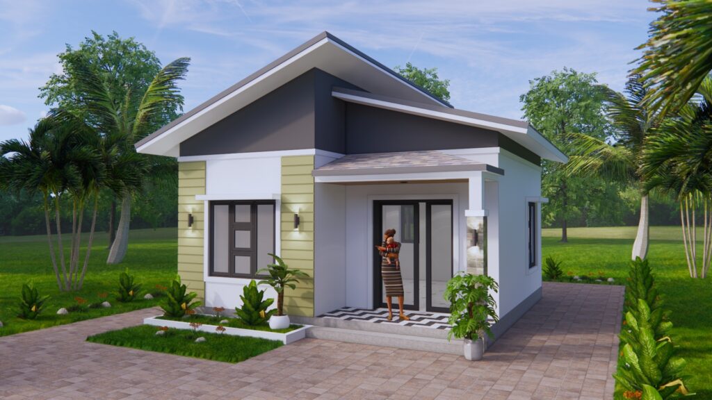 Small House Plan 6x6 Meter Home Design 20x20 Feet 1 Bed 1 Bath PDF Plan ...