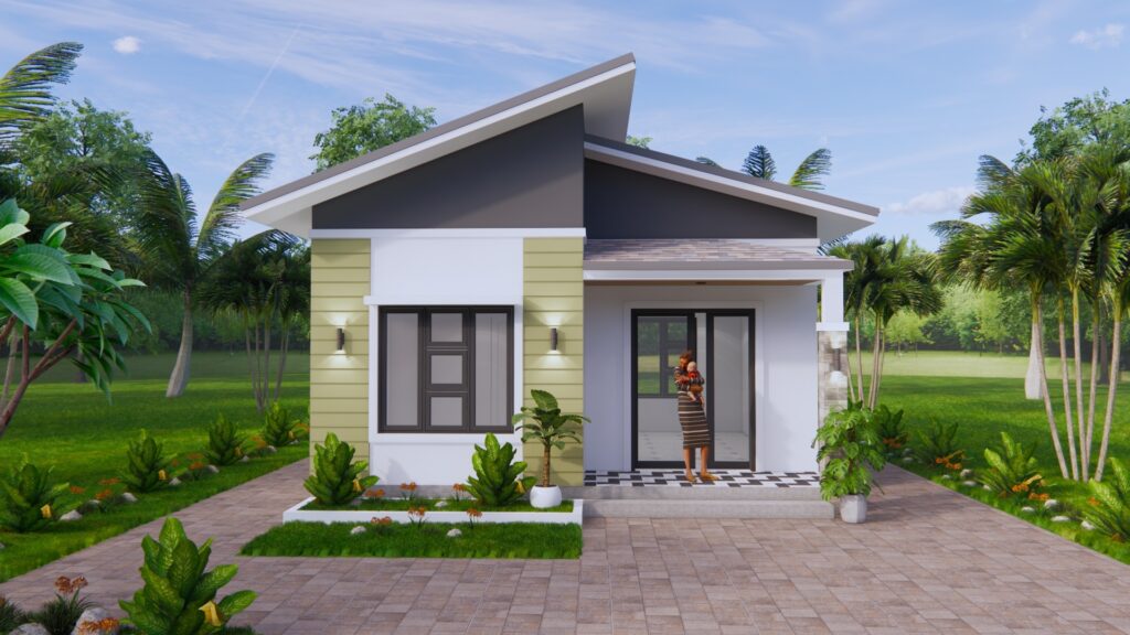 Small House Plan 6x6 Meter Home Design 20x20 Feet 1 Bed 1 Bath PDF Plan ...