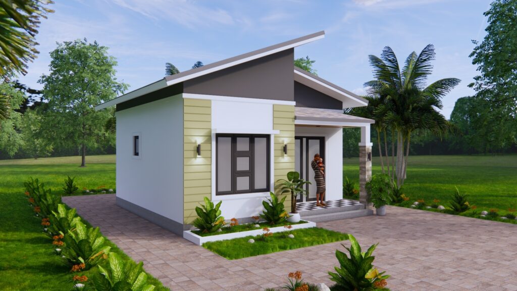 Small House Plan 6x6 Meter Home Design 20x20 Feet 1 Bed 1 Bath PDF Plan ...