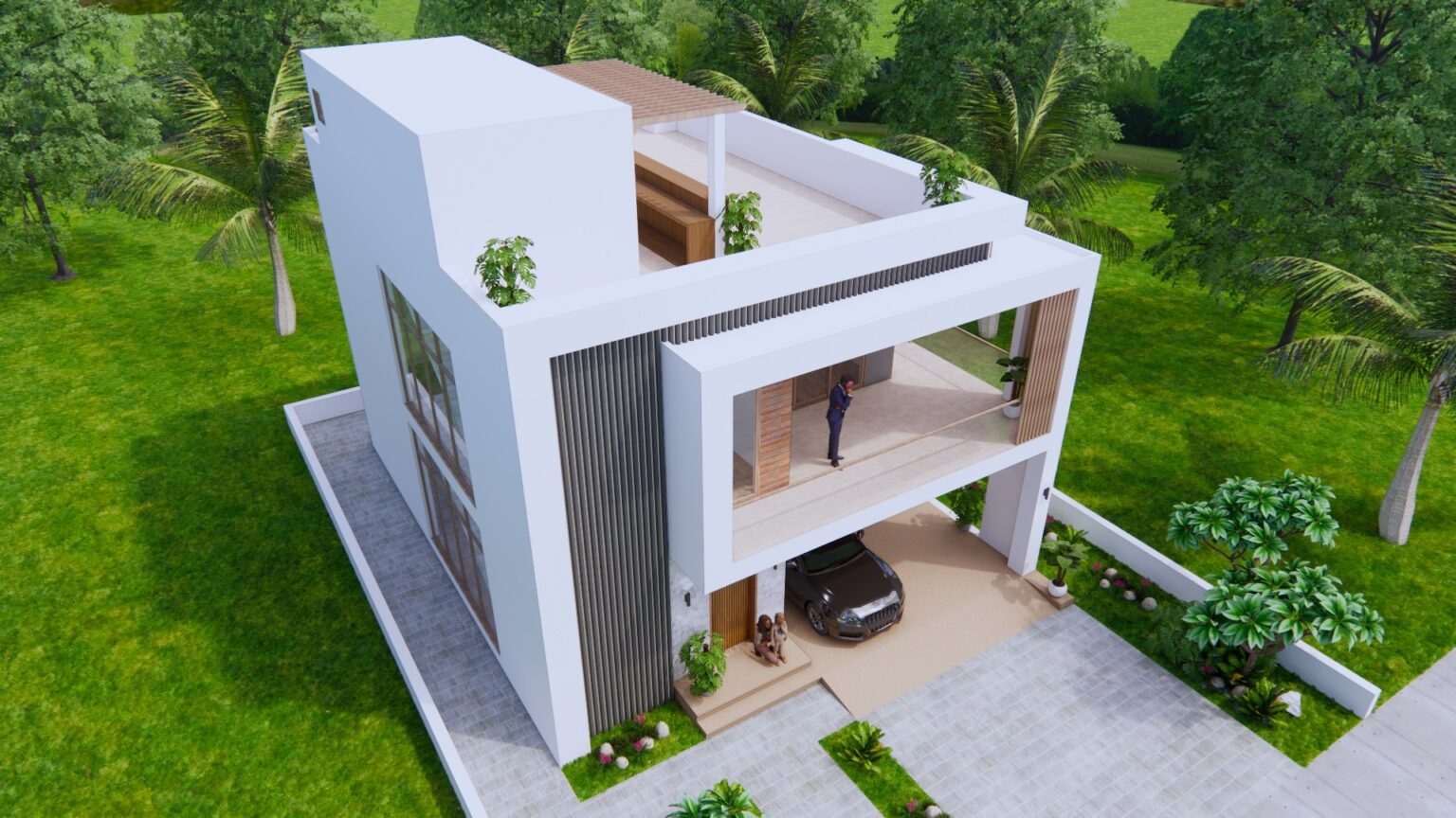 House Plans 3d 29x36 Feet House Design 8.5x11 Meter 4 Bed - SamHousePlans