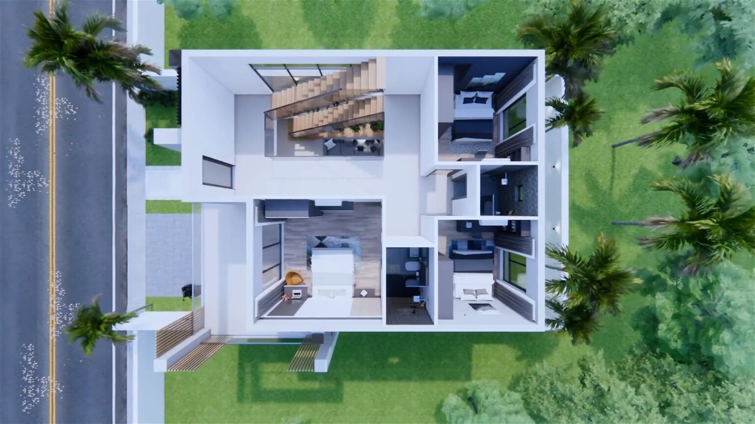 House Plans 3d 29x36 Feet House Design 8.5x11 Meter 4 Bed - SamHousePlans