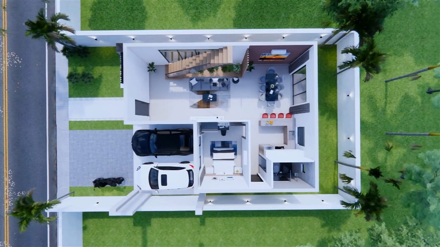 House Plans 3d 29x36 Feet House Design 8.5x11 Meter 4 Bed - SamHousePlans