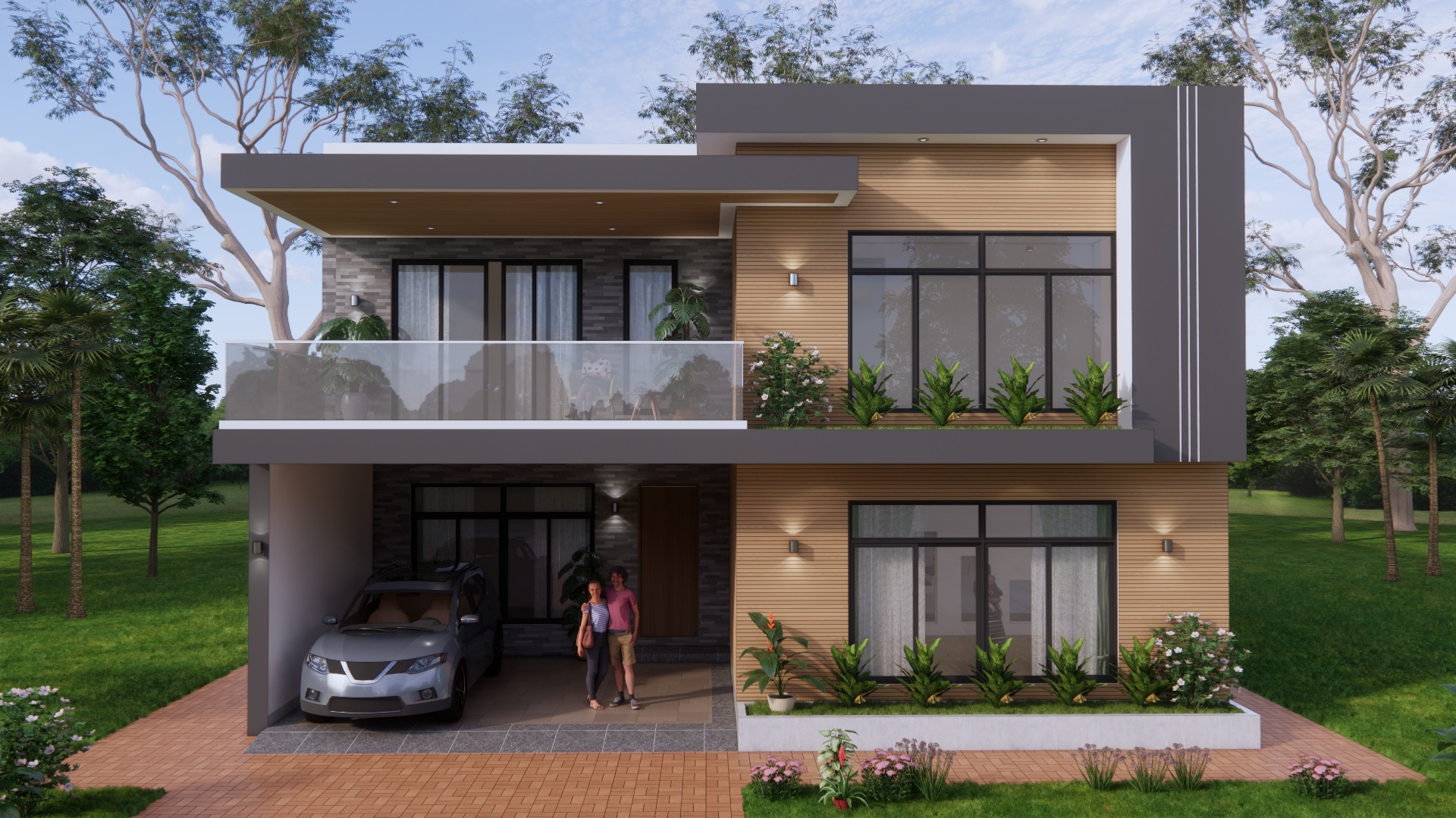 Modern House Design 39x49 Ft | 12x15M 5 Bedroom 6 Bath Home - SamHousePlans